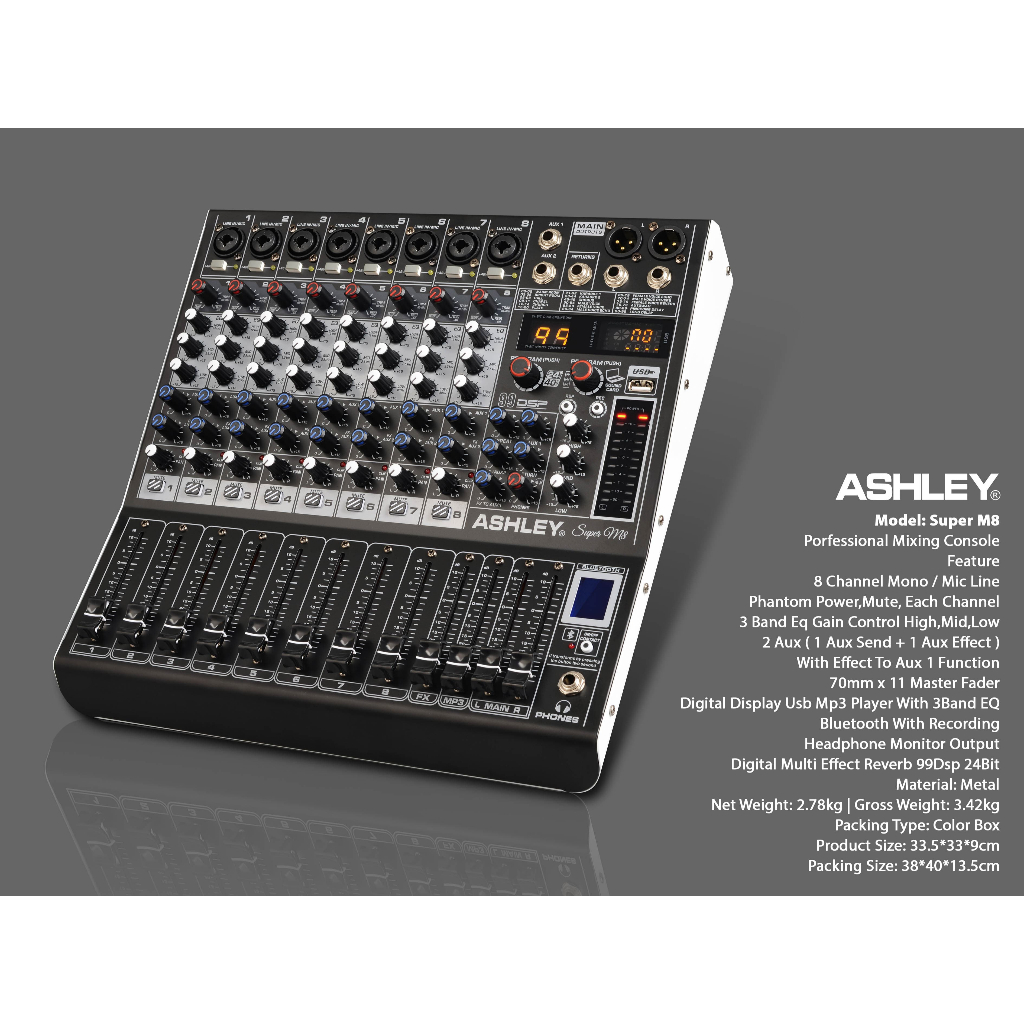 Jual Mixer Ashley Super M8 Original | 99 DSP 8 Channel Bluetooth - USB ...