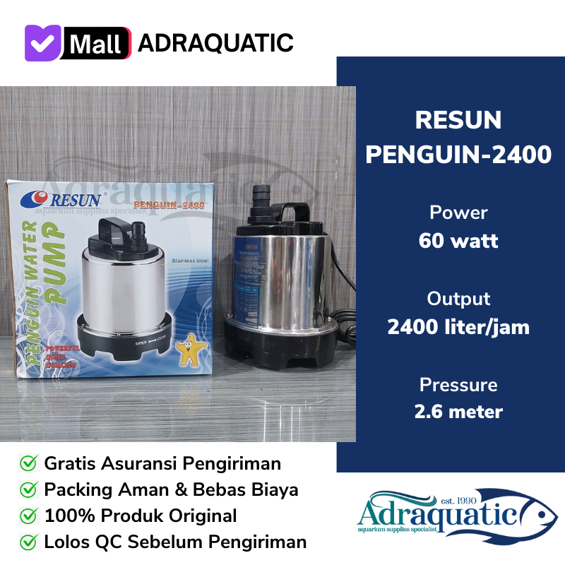 Jual RESUN PENGUIN-2400 PENGUIN WATER PUMP POMPA AIR CELUP FILTER ...