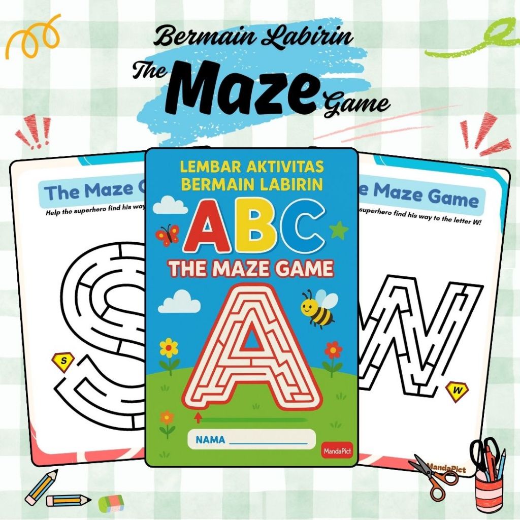Jual Lembar Aktivitas Anak Bermain Labirin Huruf A–Z MAZE GAME | Shopee ...