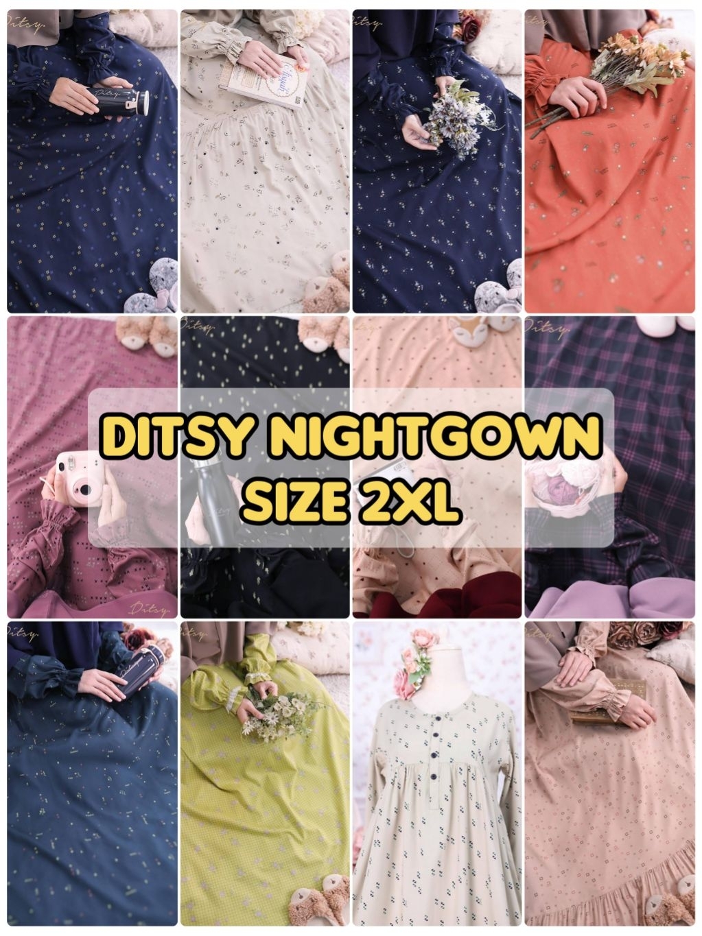 Jual Ditsy Nightgown Size 2XL - Patsy Dark Blue, Eira Midnightblue ...