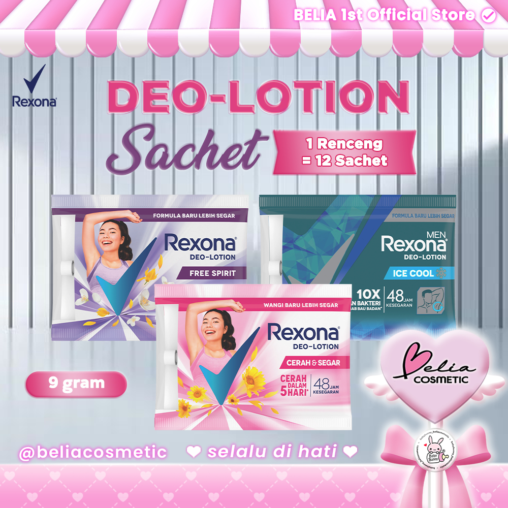 Jual BELIA REXONA 1 RENCENG Deo-Lotion Sachet 9g | Dedodorant | Anti ...