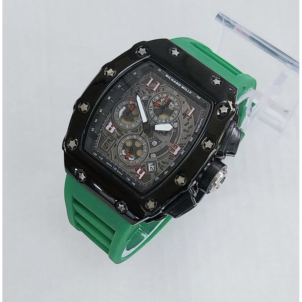 Jual Jam Tangan Pria RM Original Cronograph Tanggal Strap Karet Terbaru ...