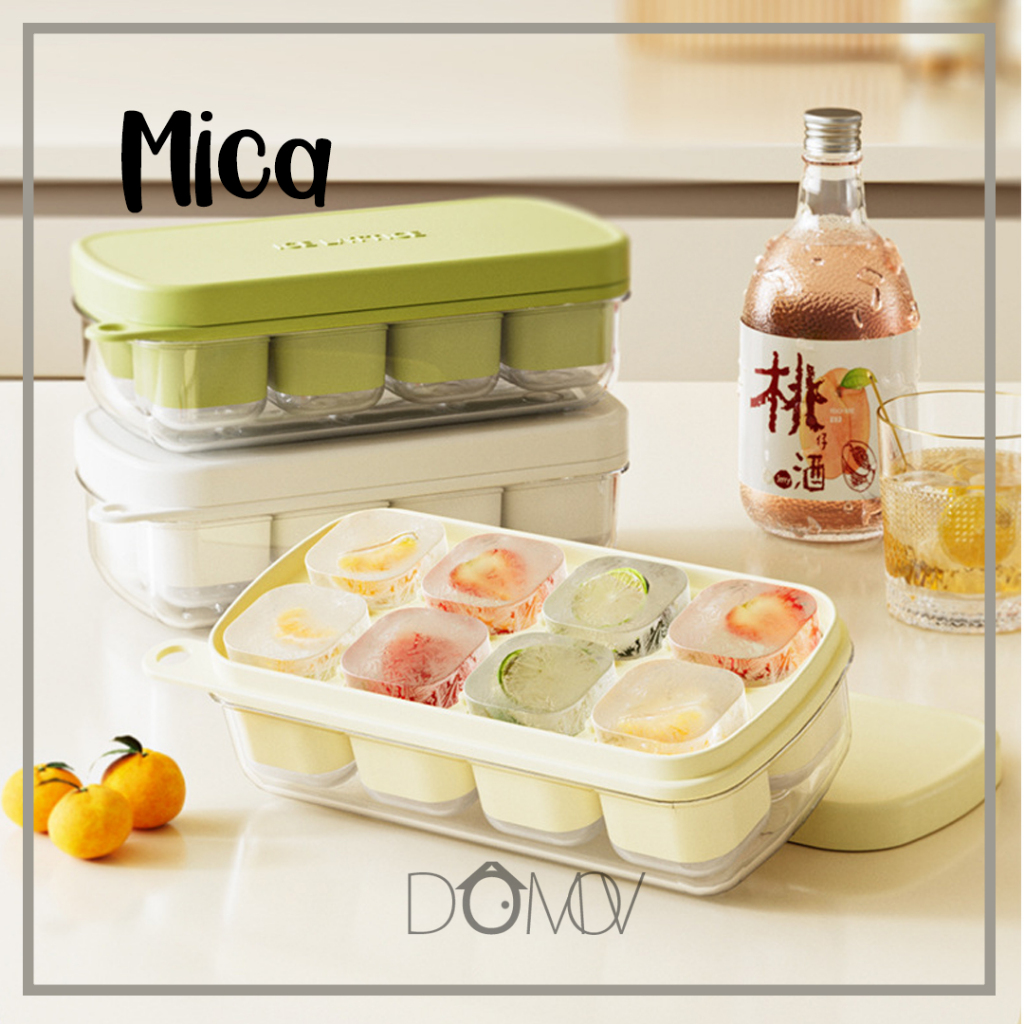 Jual DOMOV MICA Tempat Es Batu Transparent 8 Ice Cube Tray Organizer ...