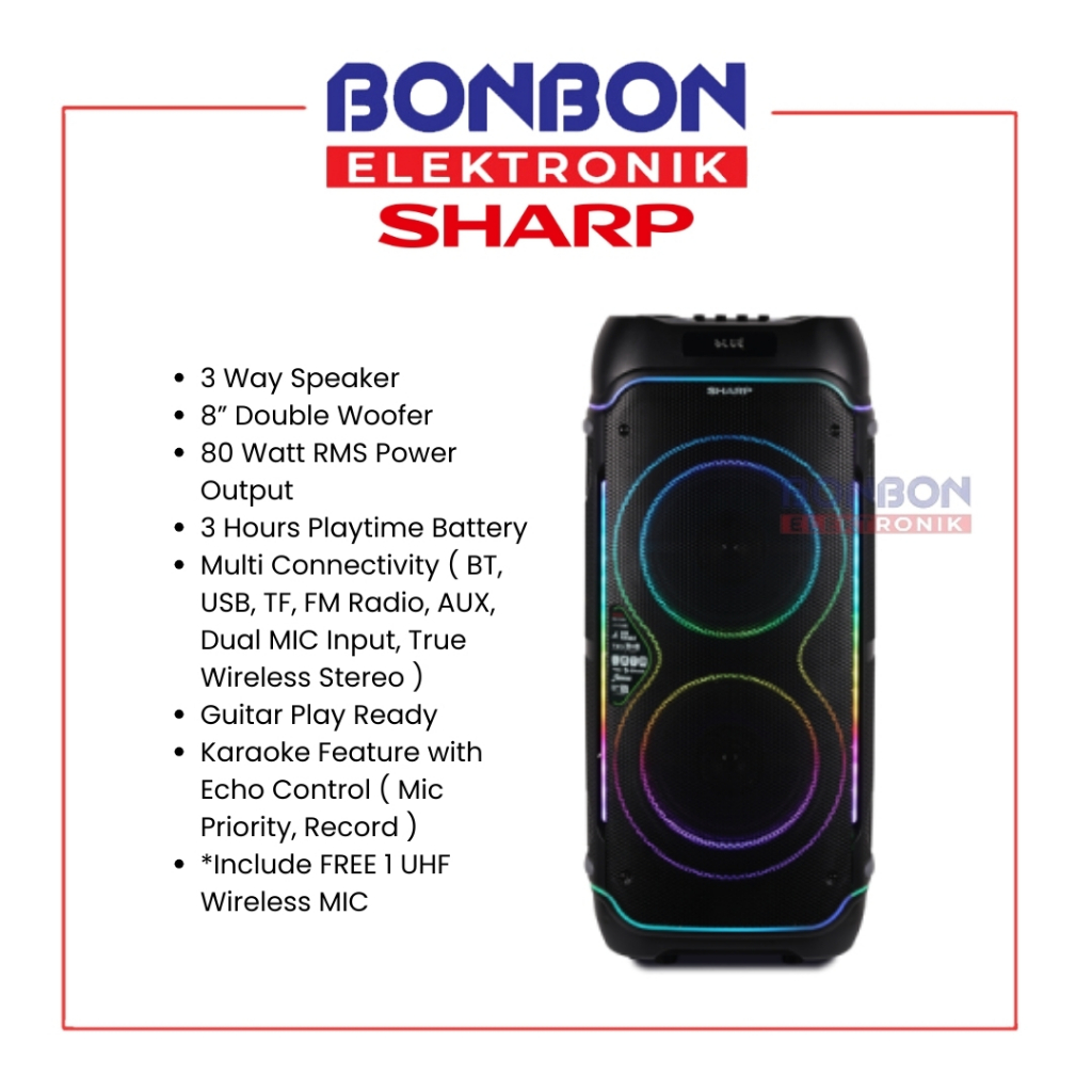 Jual SHARP Speaker Party 8 Inch CBOX-PS9PB / CBOX PS9PB - Wireless ...