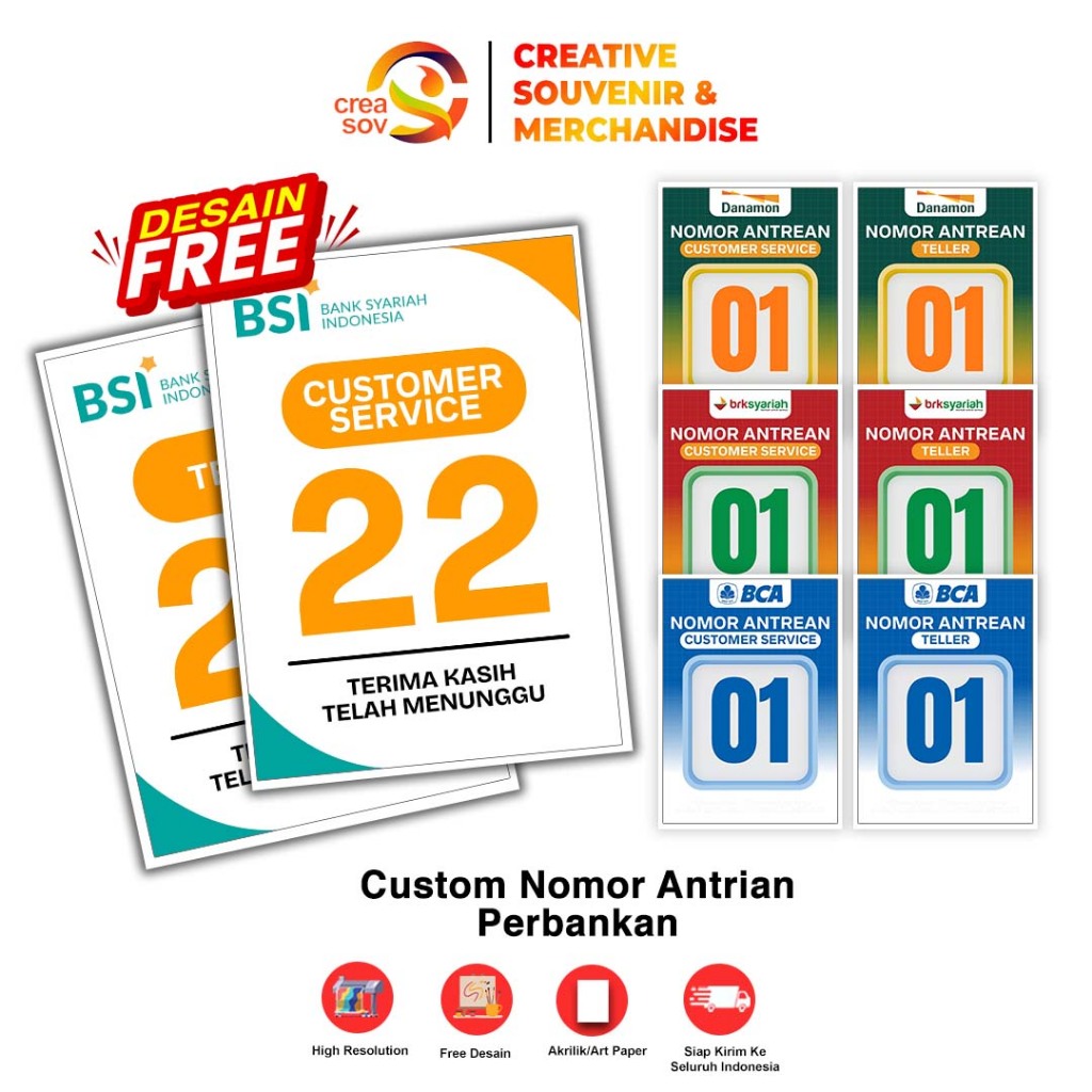 Jual Creasov - Nomor Antrian Nasabah Bank Akrilik 2mm Stiker Kertas ...