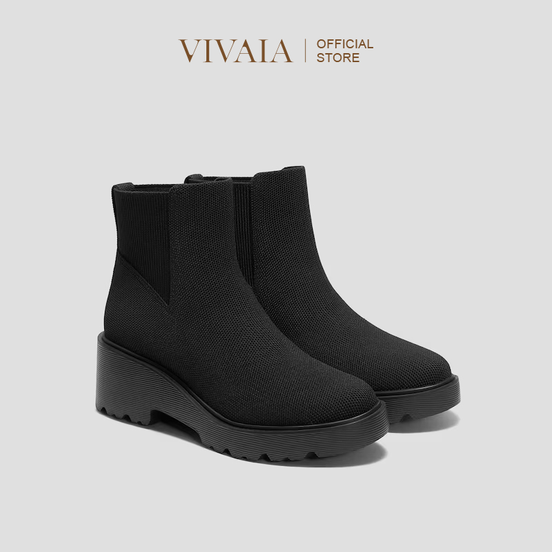 Jual VIVAIA Sepatu Wanita Round-Toe Platform Chunky Wedge Boots (Everly ...