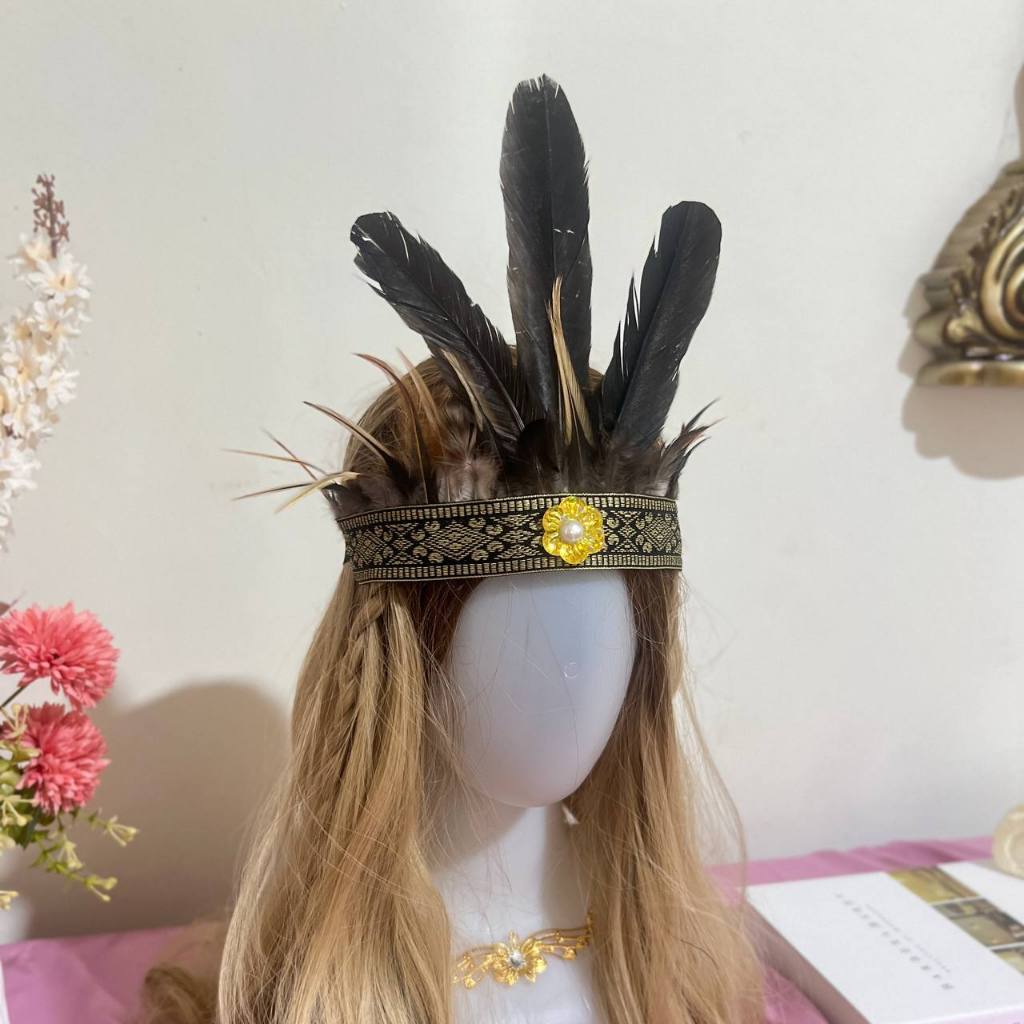Jual Bando Dayak Bulu Hitam untuk Tari Tradisional Adat Kalimantan ...