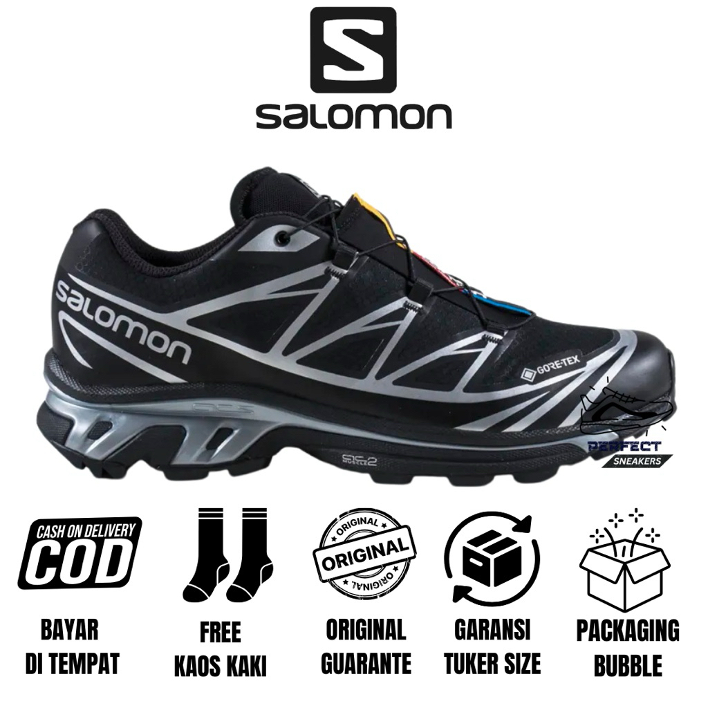 Jual SEPATU TRAIL RUN HIKING SALOMON XT 6 GTX BLACK SILVER ORIGINAL ...