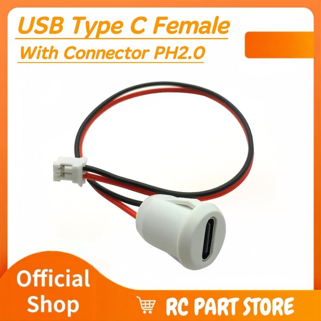 Jual Soket Power Type C + Kabel 2 pin Female Connector Socket USB Tipe ...