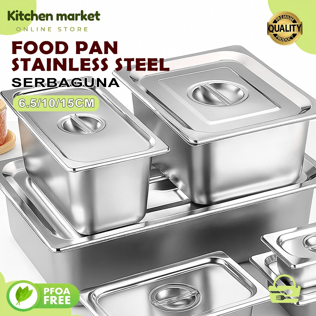 Jual (KM)Food Pan Stainless + Tutup Wadah Tempat Sambal Wadah Kontainer ...