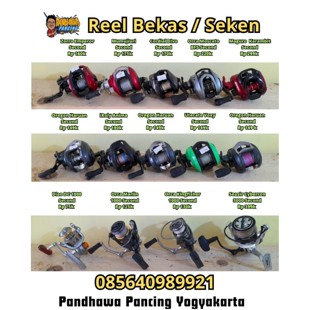 Jual REEL Bekas second CASTING BAITCASTING iroly Sabre KATSKING ORCA ...