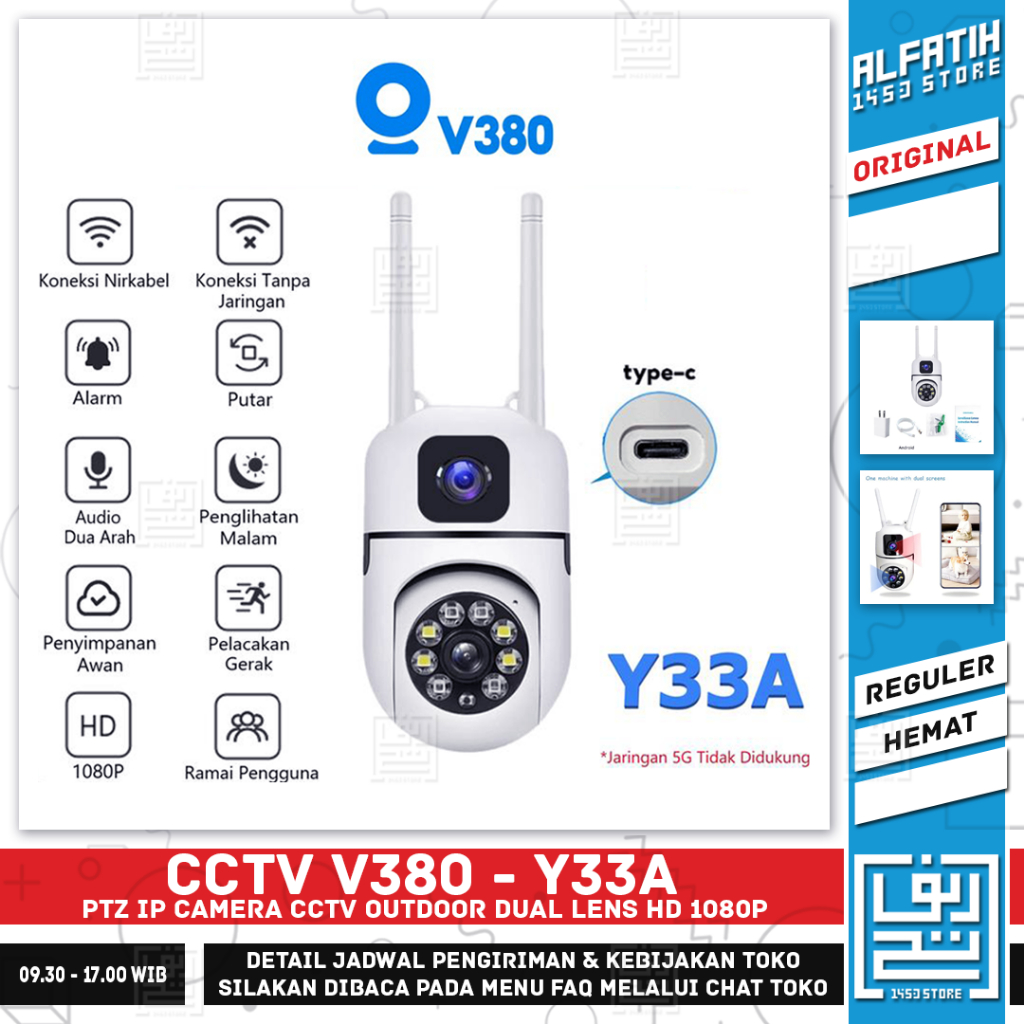 Jual CCTV V380 - Y33A PTZ IP CAMERA CCTV OUTDOOR DUAL LENS HD 1080P ...