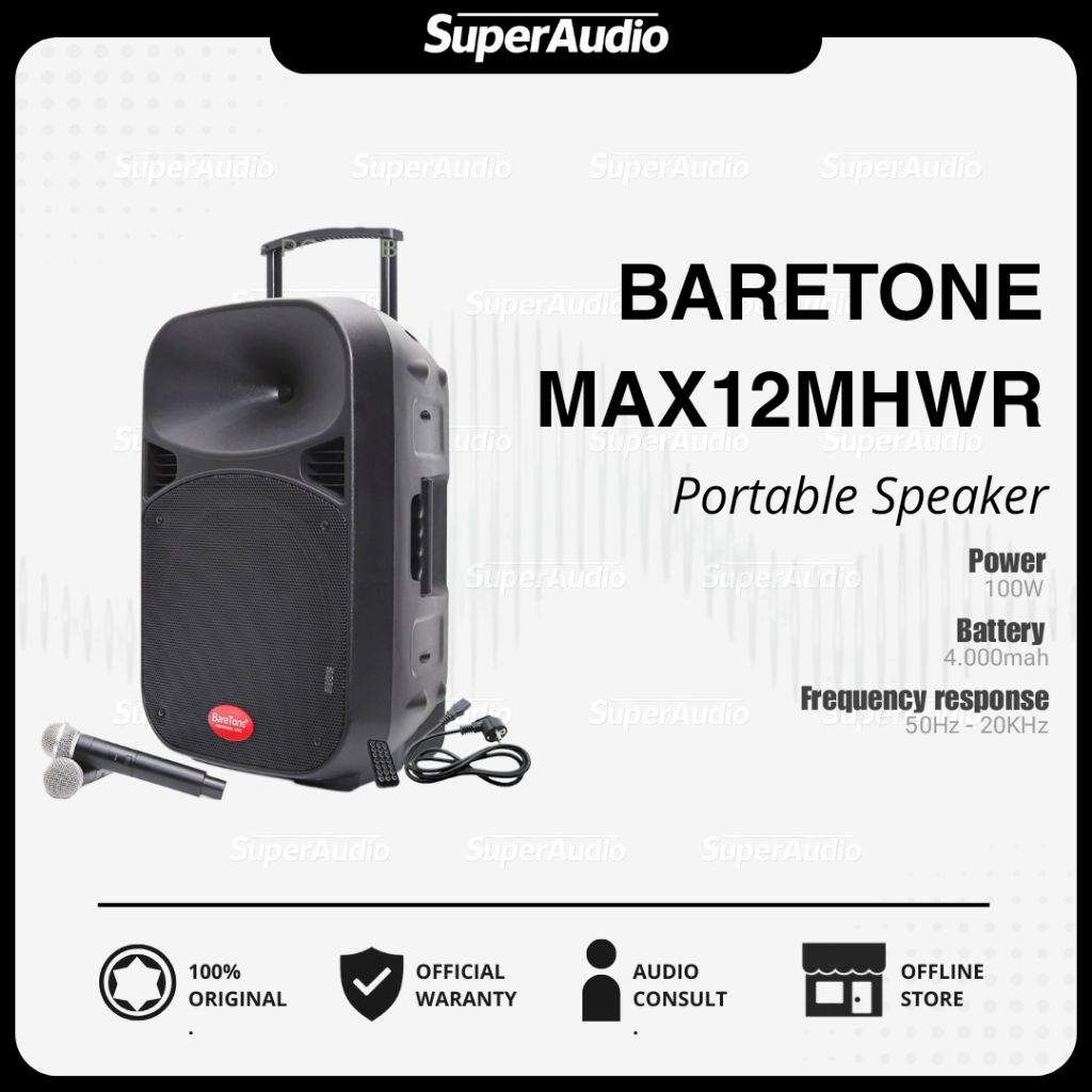 Jual Baretone MAX12MHWR Speaker Portable 12 Inch | Shopee Indonesia