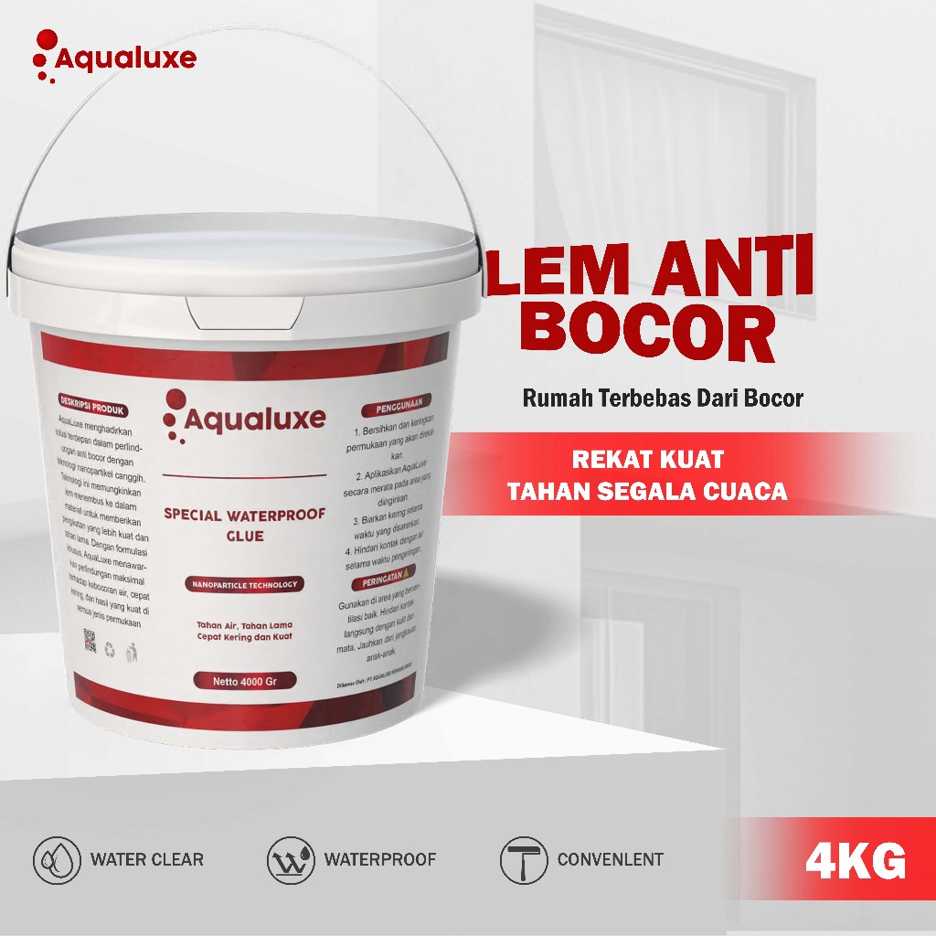 Jual Aqualuxe Lem Transparan 4kg Pelapis Anti Bocor Waterproof Super ...