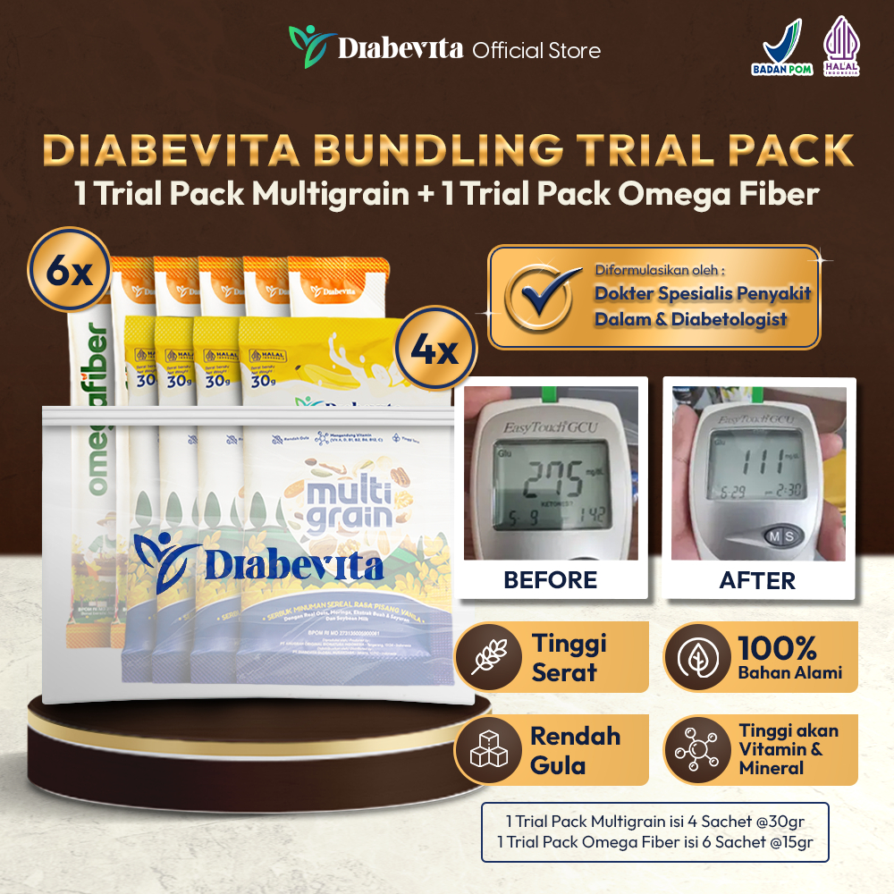 Jual Bundling 1 Trial Pack Diabevita Multigrain + 1 Trial Pack Omega ...