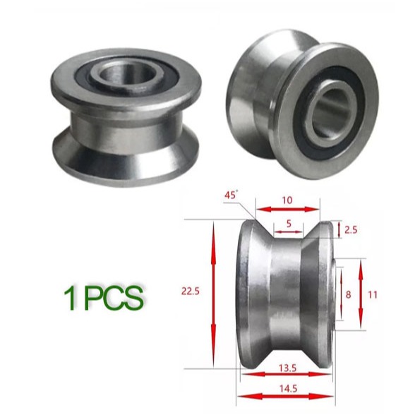 Jual T22 - V Shaped Groove Pulley Bearing - Sliding Rollers 8*22.5*13.5 ...