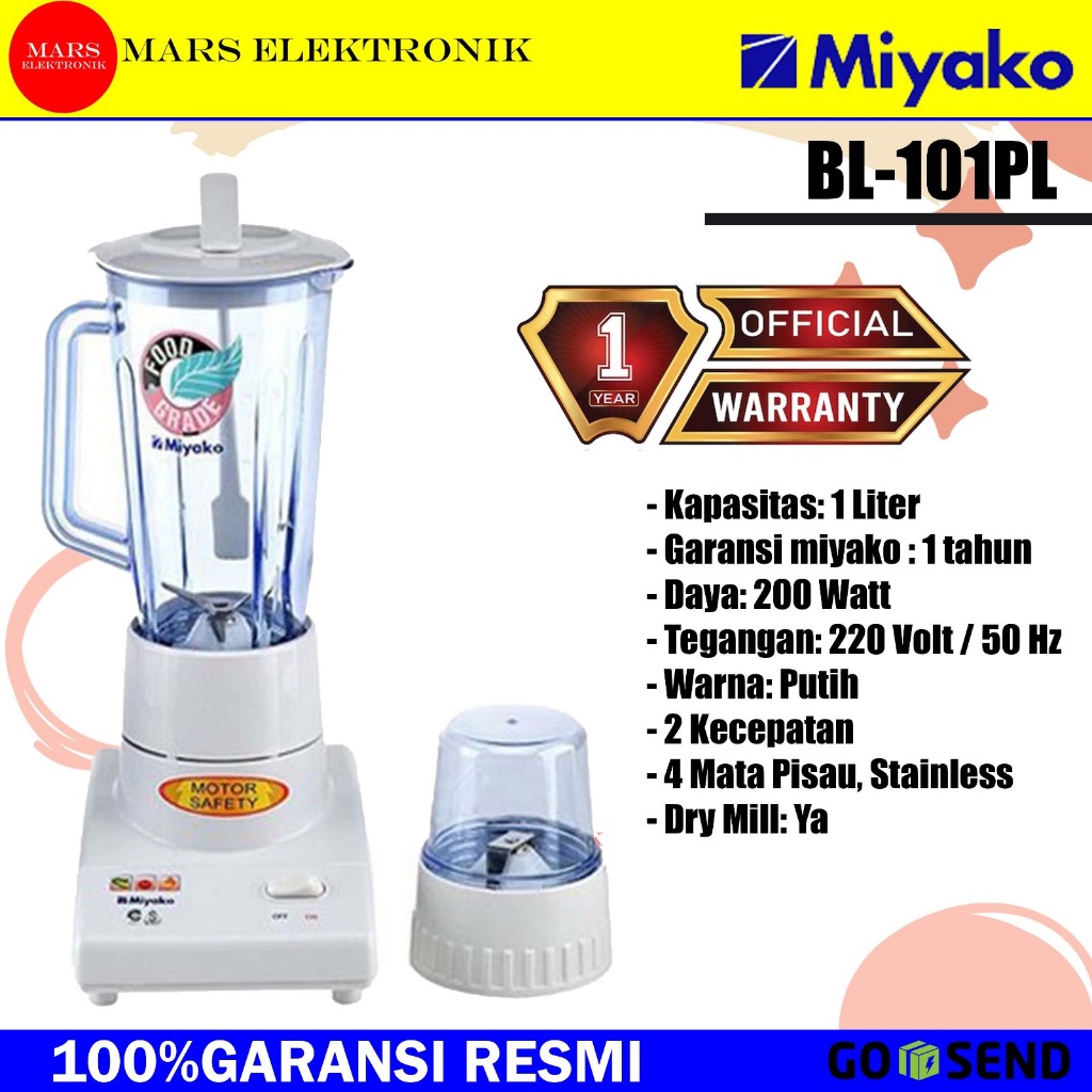 Jual [BISA COD] BLENDER MIYAKO BL-101PL - ORIGINAL 100% - JAR PLASTIK ...