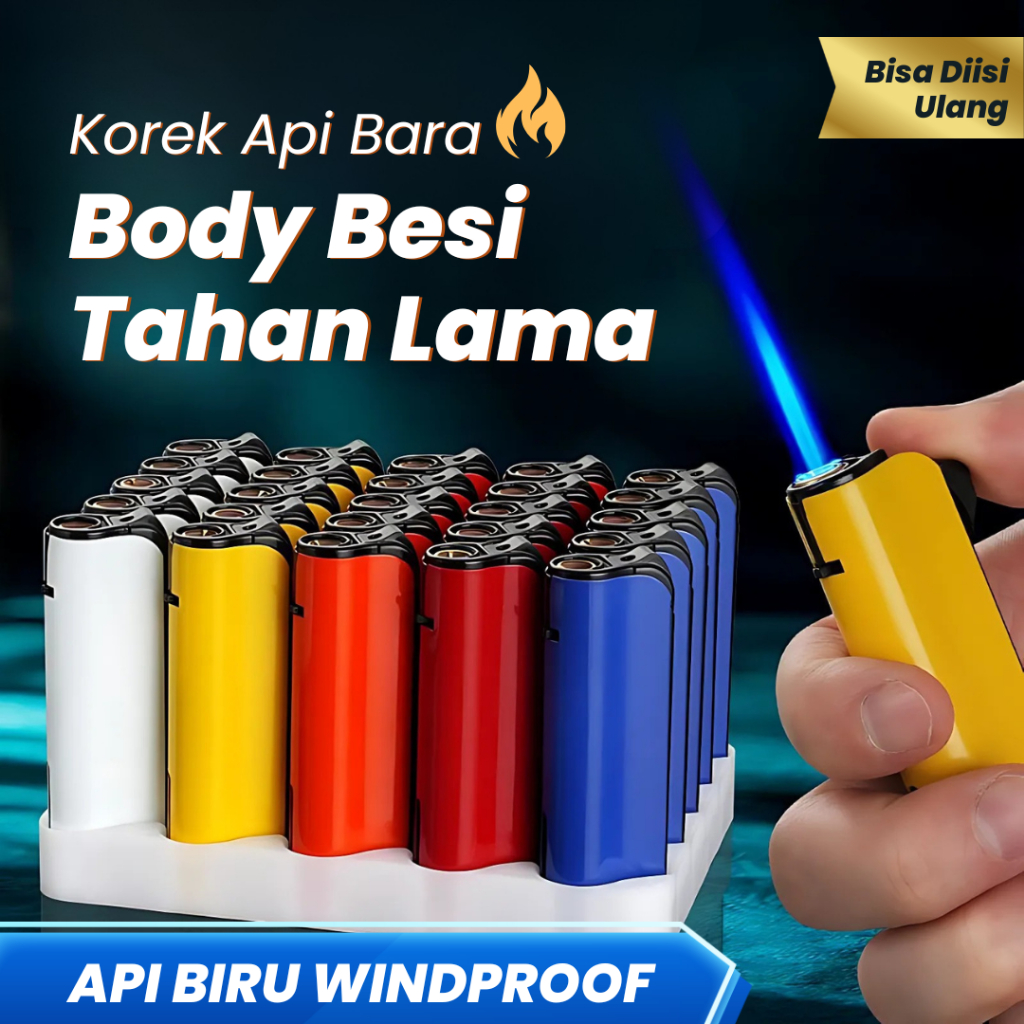 Jual 10 PCS Korek Api Bara Jet Bodi Besi Mengkilap Tahan Angin Bisa ...