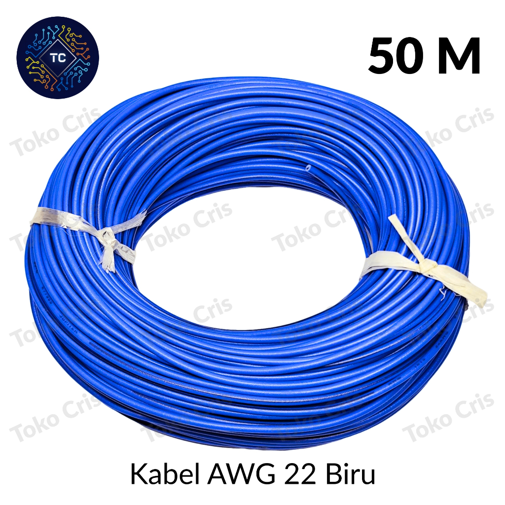 Jual Kabel AWG 22 Biru 50 Meter / Kabel awg22 Serabut 50m / Kabel Rakit ...