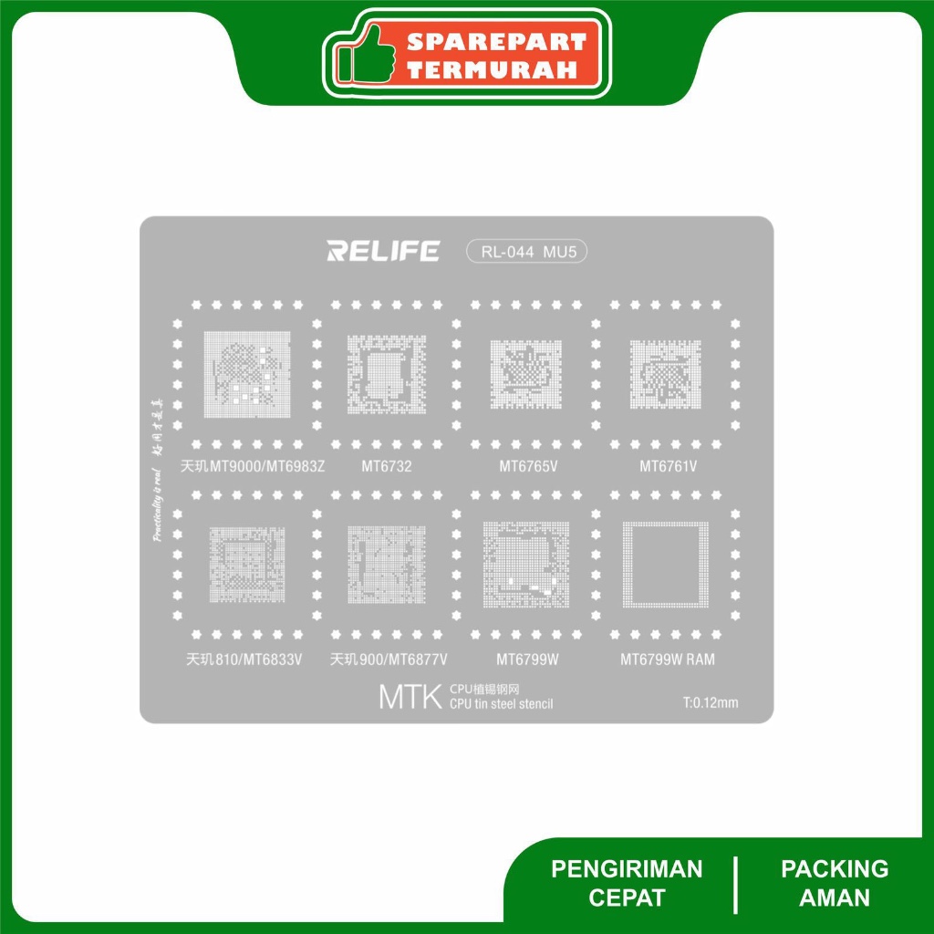 Jual Cetakan Ic Bga Stencils Relife RL-044 MU5 - MT9000 - MT6983Z ...