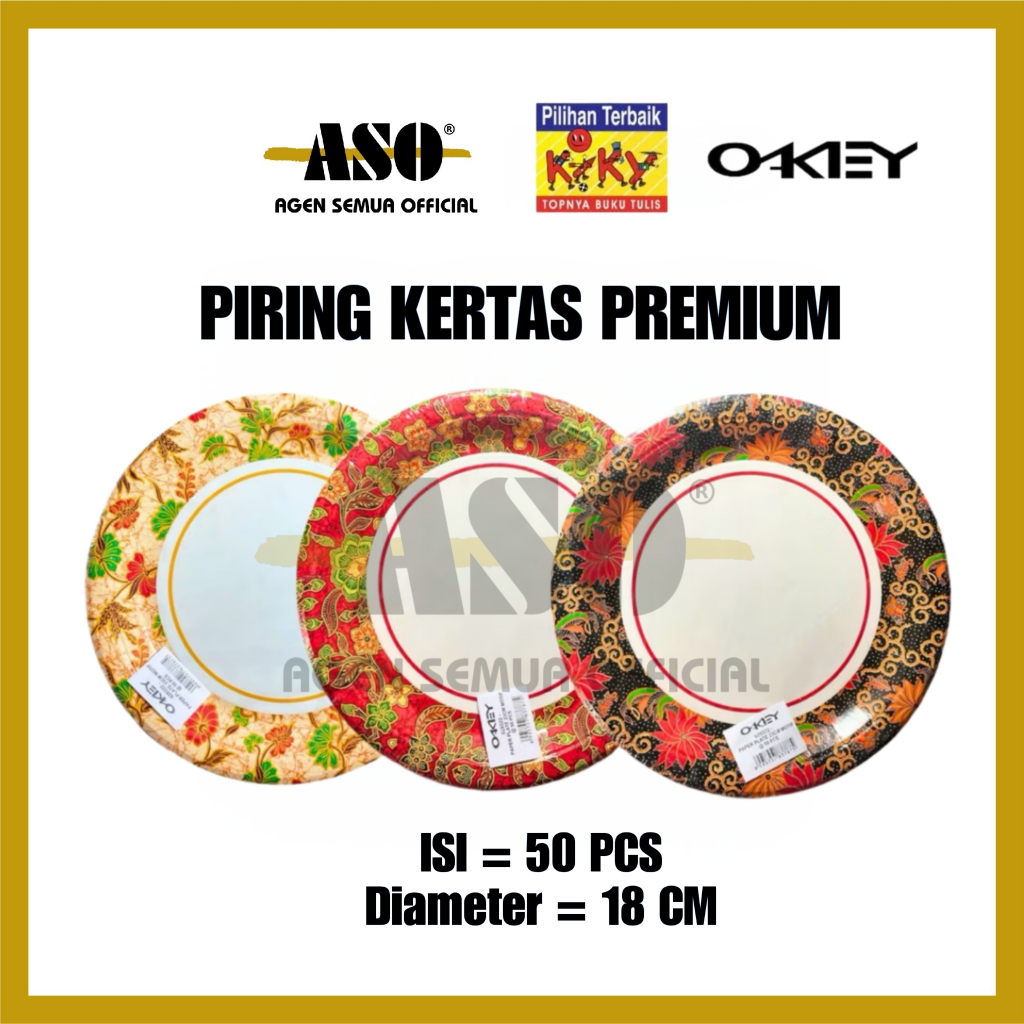 Jual Piring Kertas OKEY Paper Plate Premium Motif Isi 50 Pcs diameter ...