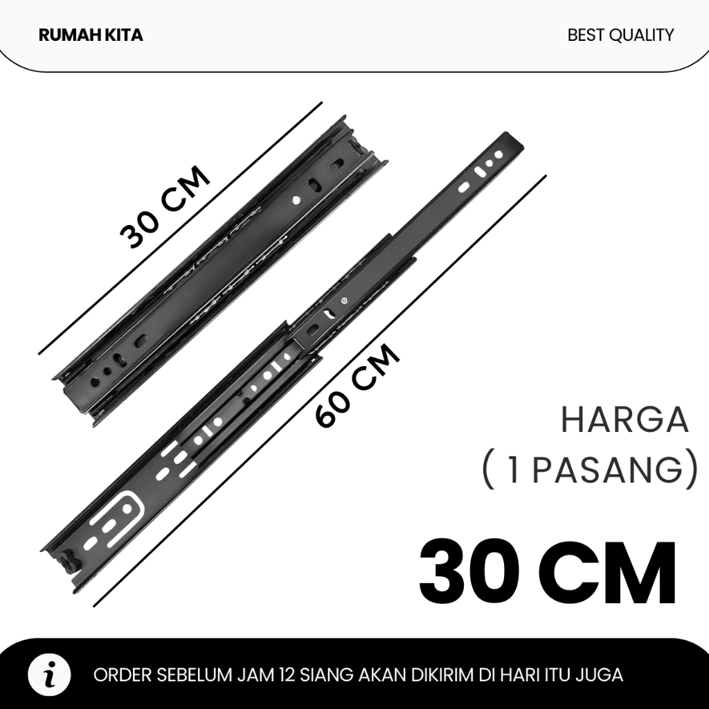 Jual Rel Laci FE 30 Double Track Full Extension Size 30 cm | Shopee ...