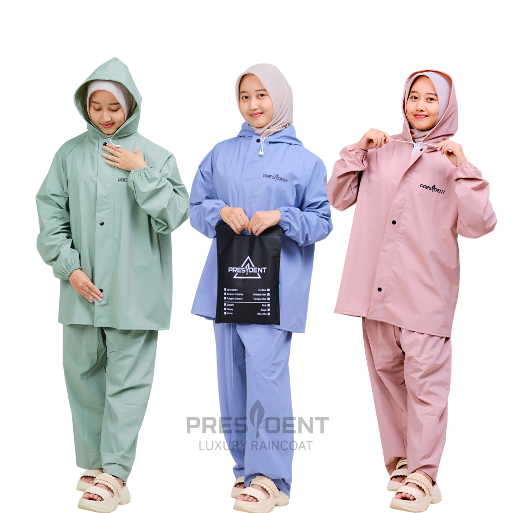 Jual Jas Hujan Pressdent Setelan Jaket Celana Dewasa Pria Wanita Bahan PVC Premium Tebal Anti ...