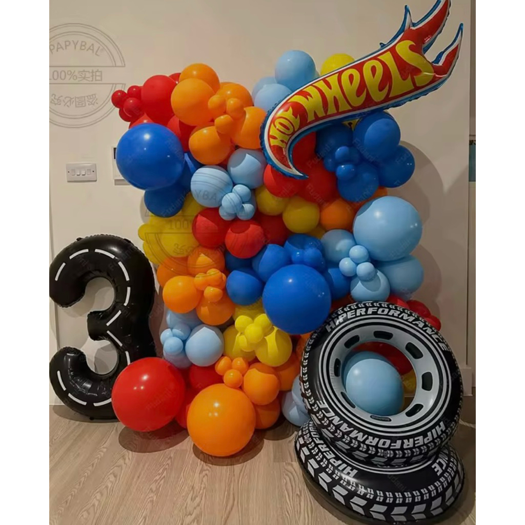 Jual 67pcs PAKET GARLAND BAN BESAR HOTWHEELS ANGKA RACING 100cm ...