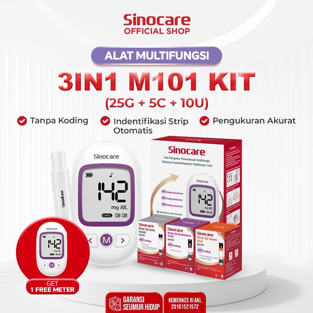 Jual [BELI STRIP GRATIS ALAT] GCU 3IN1 Tanpa Koding Sinocare M101 Alat ...