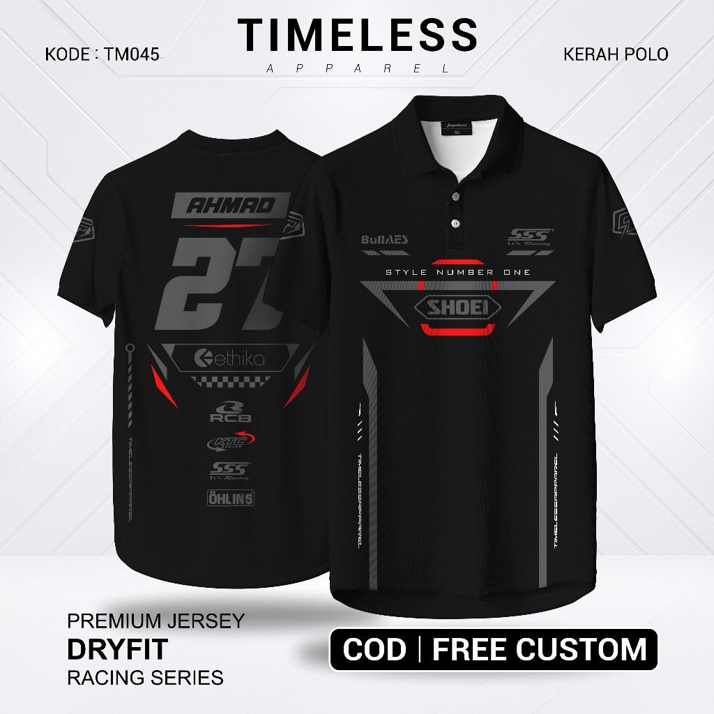 Jual JERSEY KAOS RACING CUSTOM NAMA - POLO KERAH KANCING , KAOS SATUAN ...