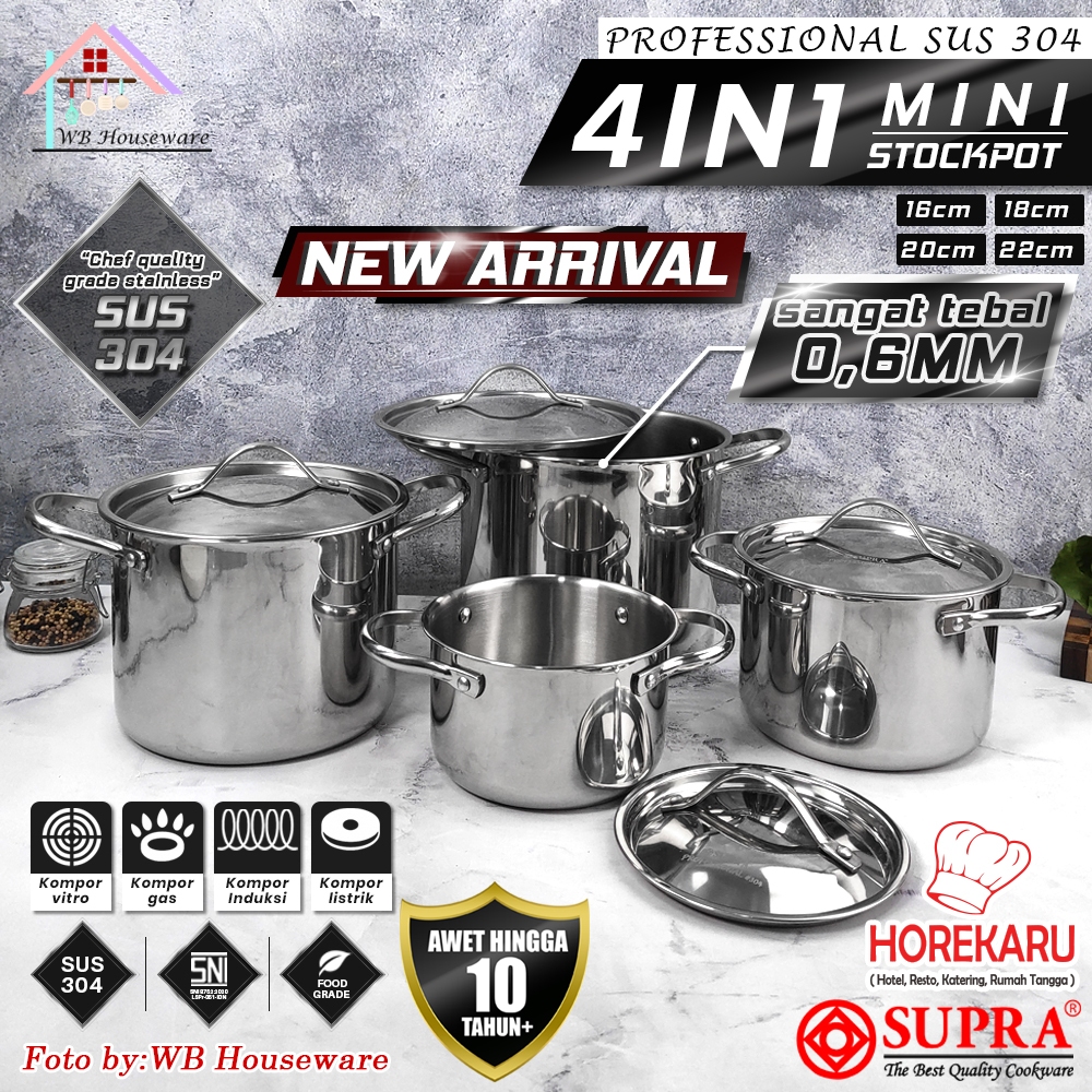 Jual NEW SUPRA Panci mini stockpot tutup stainlesssteel SUS 304 ...