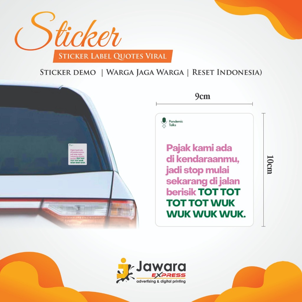 Jual CETAK STICKER MOBIL QUOTES VIRAL , STICKER WARGA JAGA WARGA ...