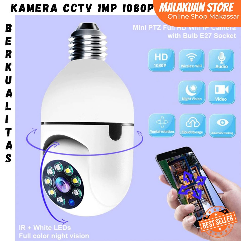 Jual CCTV IP Camera 1MP 1080P E27 Wireless Dual Light IR Sensor ...