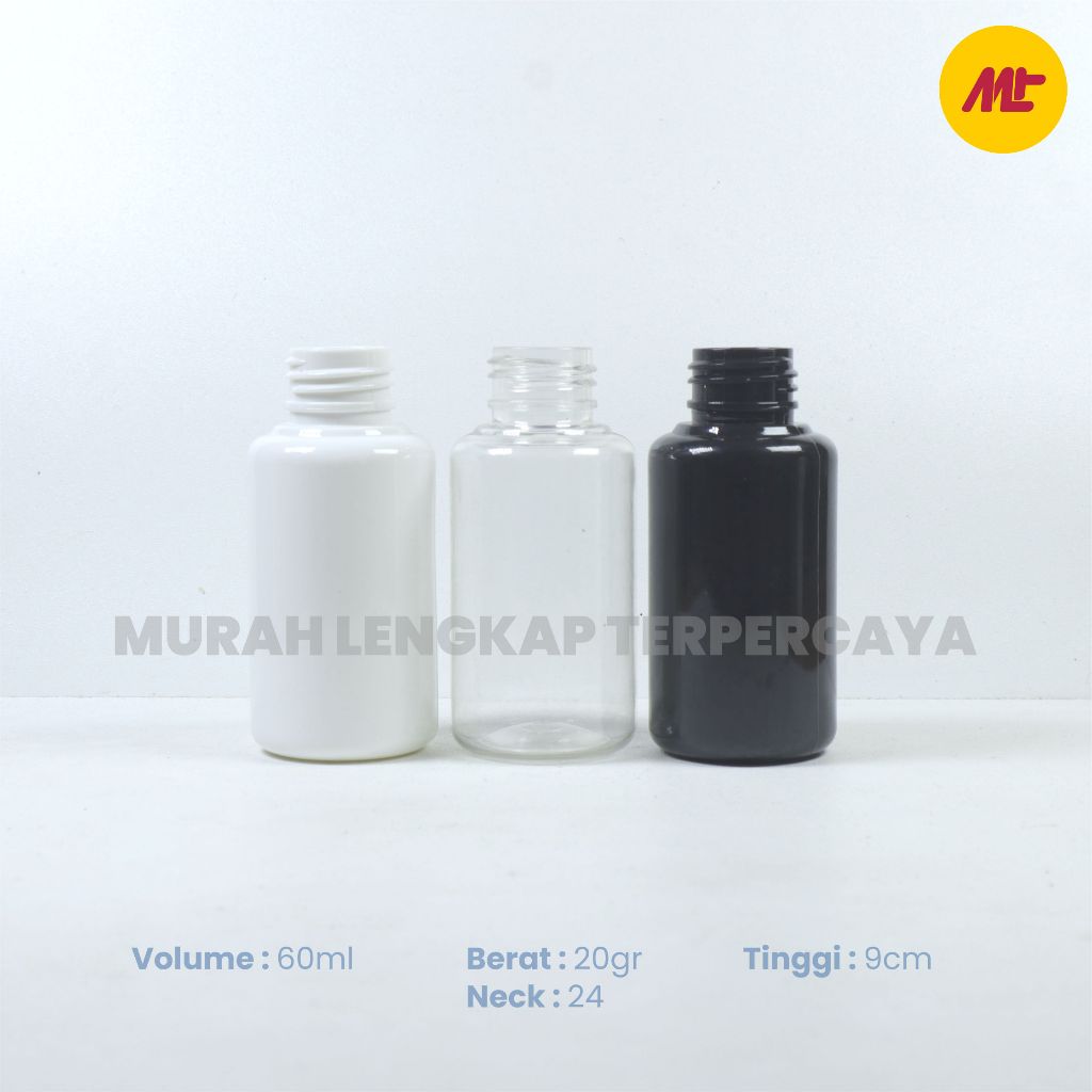 Jual Botol 60ml TUBULAR Neck 24-Botol Saja Tanpa Tutup | Shopee Indonesia