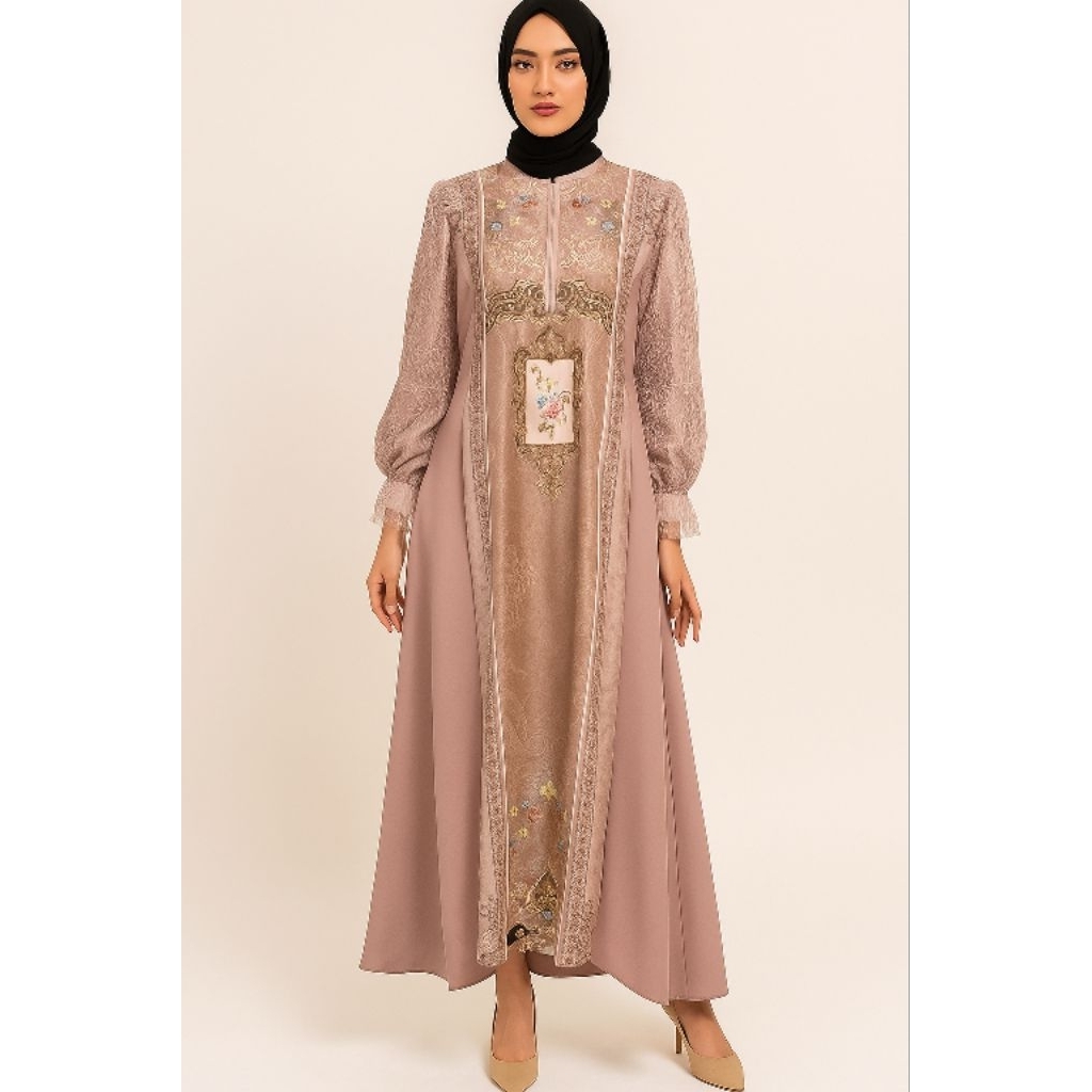 Jual OutfitbyMeta Mafaza dress sultan mix brukat chantili Gamis mewah kondangan Gamis sultan ...