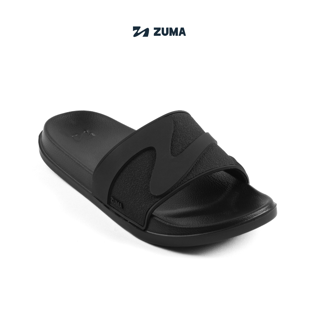 Jual Zuma Men Zorro 4 Black Sandal Slop Pria Karet Slip On Polos Hitam ...