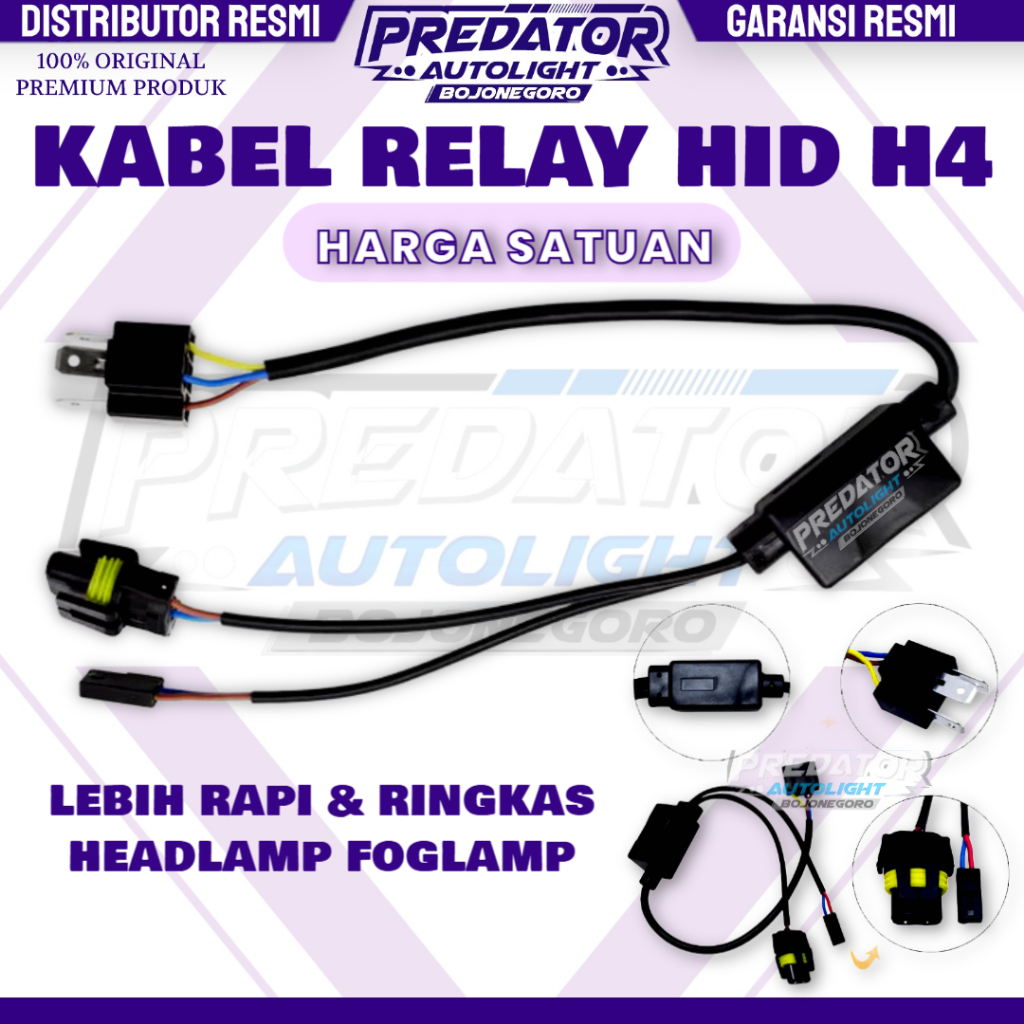Jual KABEL RELAY PENDEK BILED PROJIE HID MOTOR MOBIL H4 HARGA SATUAN ...