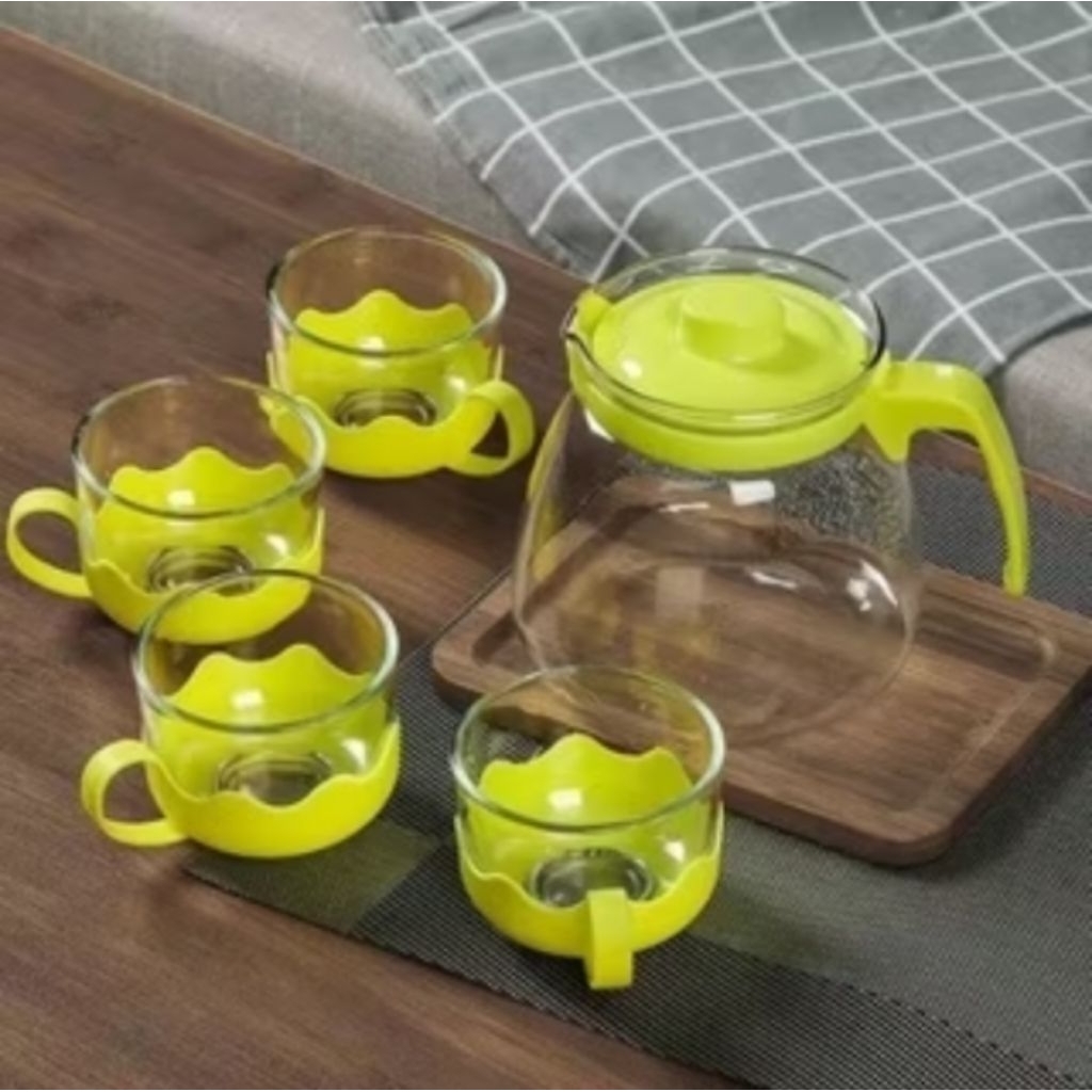 Jual GELAS / TEKO / TEAPOT KACA SET 5 IN 1 PREMIUM/KUALITAS TERBAIK ...