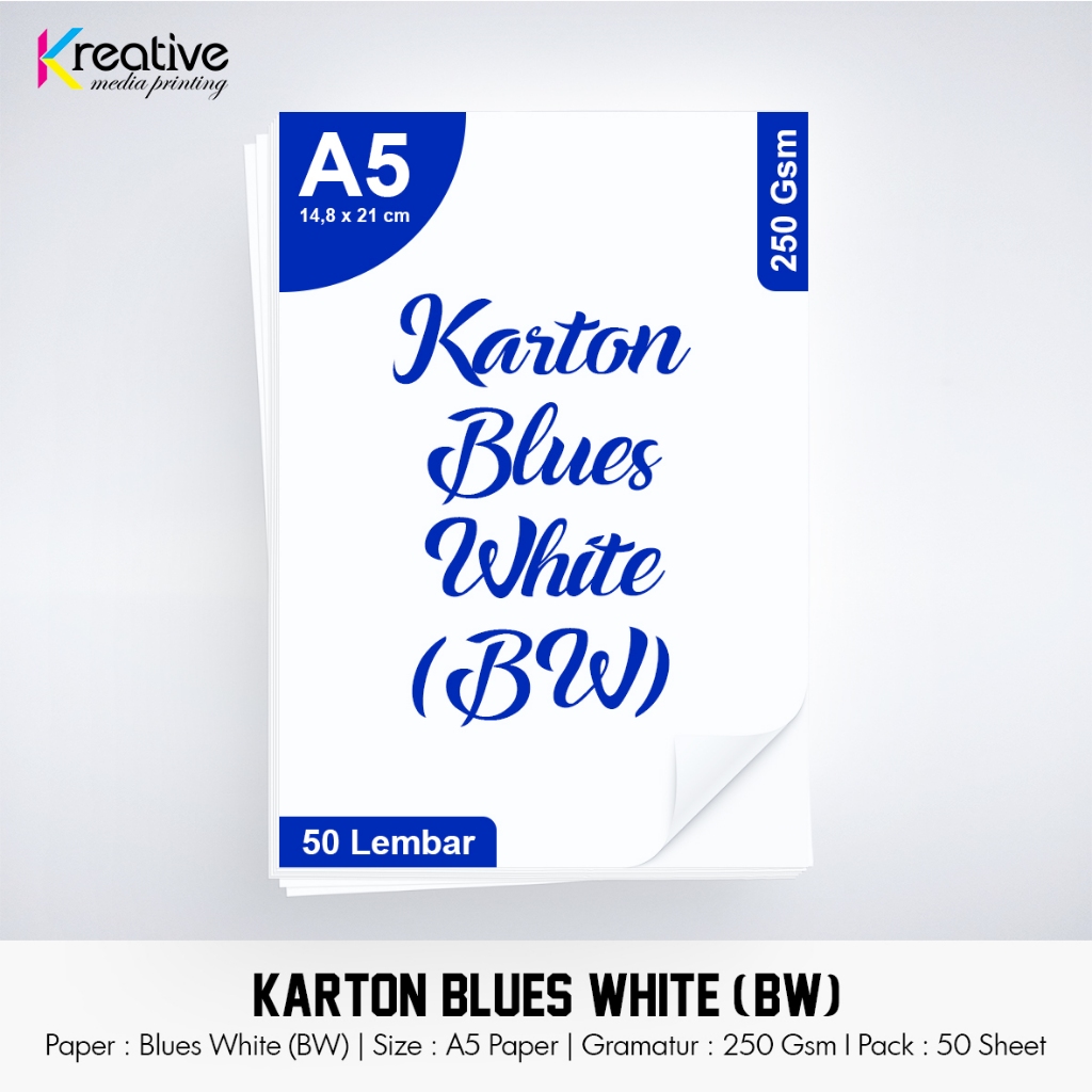 Jual Karton BW / Blues White (A5 - 250 Gsm - 1 pack = 50 lbr) | Shopee ...