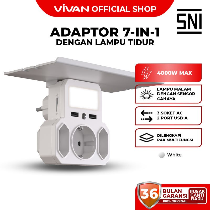 Jual [NEW] VIVAN Safety Socket 7 in 1 Stop Kontak Adaptor Colokan ...