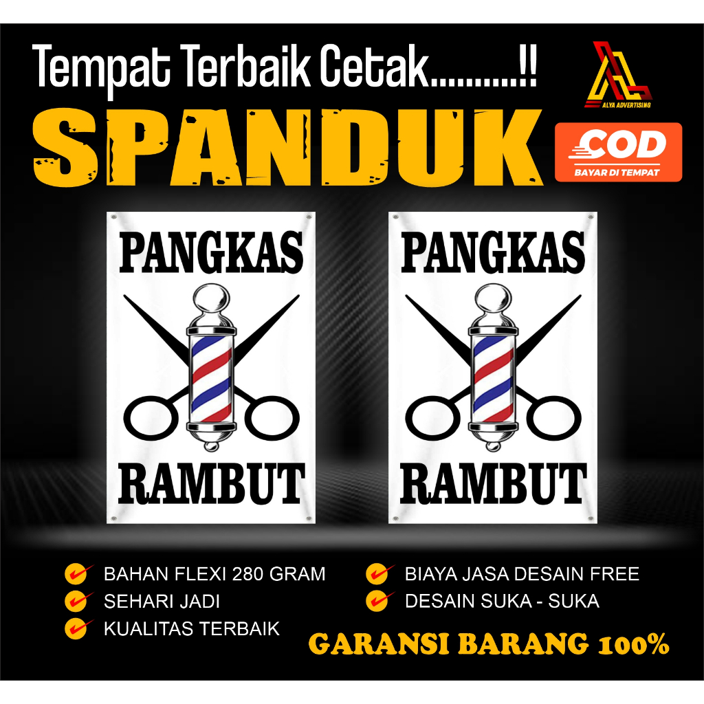 Jual banner barbershop/barbershop custom ukuran /spanduk potong rambut ...