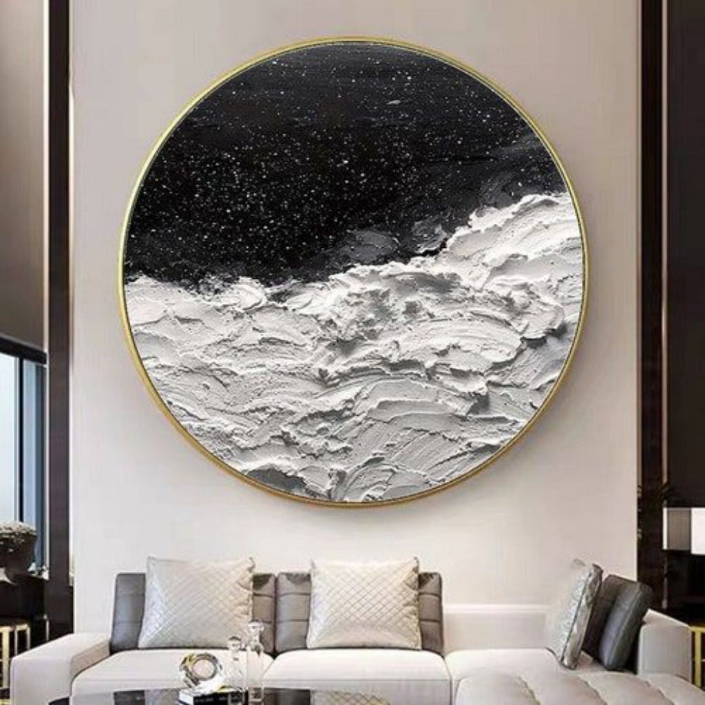Jual Lukisan abstak modern bentuk bulat taxture Natha gallery hiasan ...