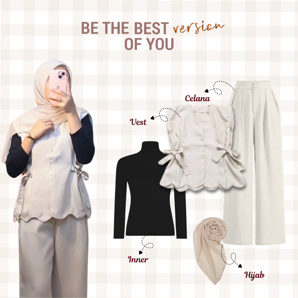 Jual One Set Korean Style 4in1 / Celana Highwaist + Vest Cherish ...