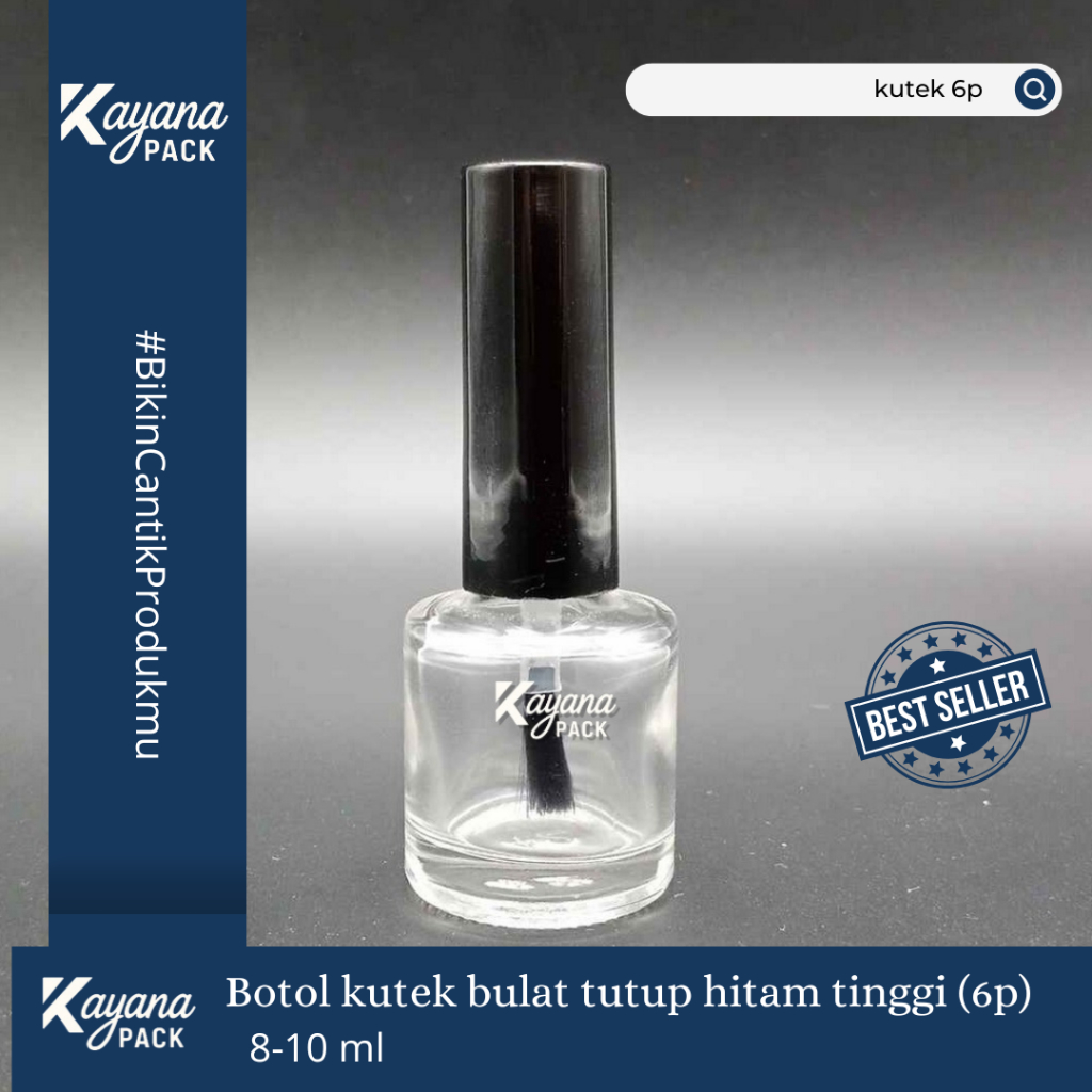 Jual Botok Kutek Nail Polish 10 ml Kaca Tabung Bening 6P Putih atau ...