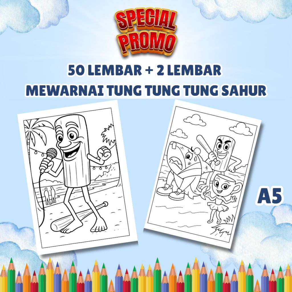 Jual Lembar mewarnai anomali tung tung tung sahur - Mix 52 lembar dan ...