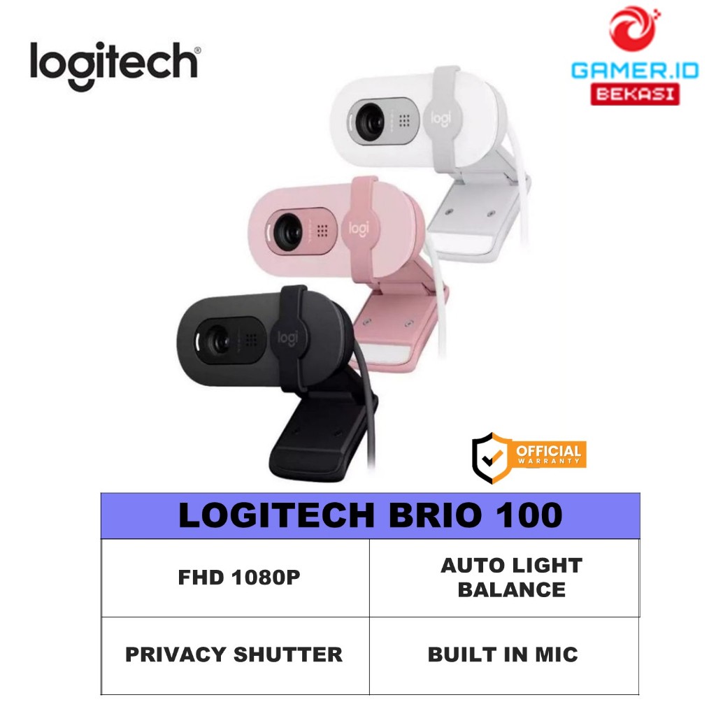 Jual Logitech Brio 100 Webcam Full HD Shutter Privacy & Built-in ...