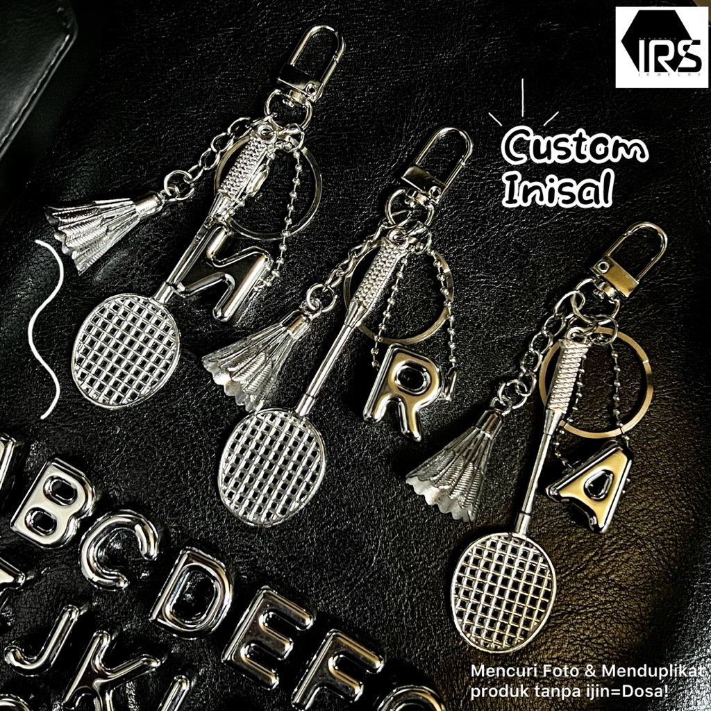 Jual Keychain Badminton Inisial A–Z | Gantungan Kunci Huruf Silver ...