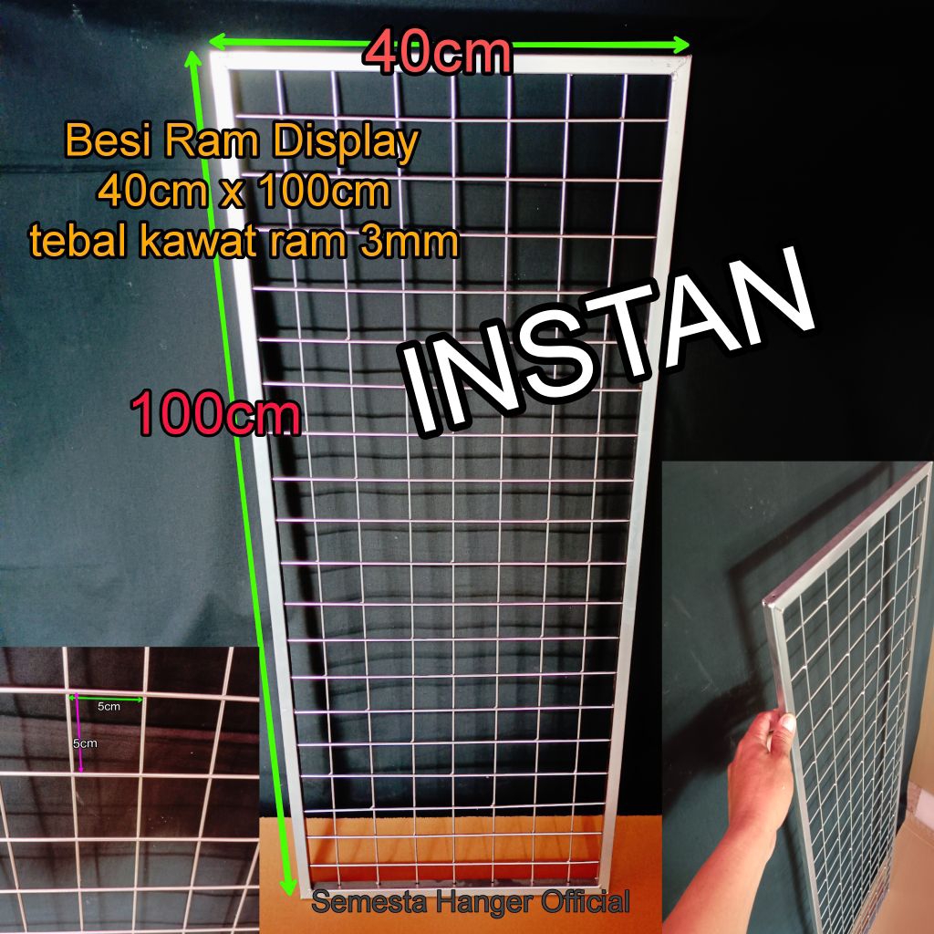 Jual Besi Ram Display Stainless Krom ukuran 40cm x 100cm tebal kawat ...