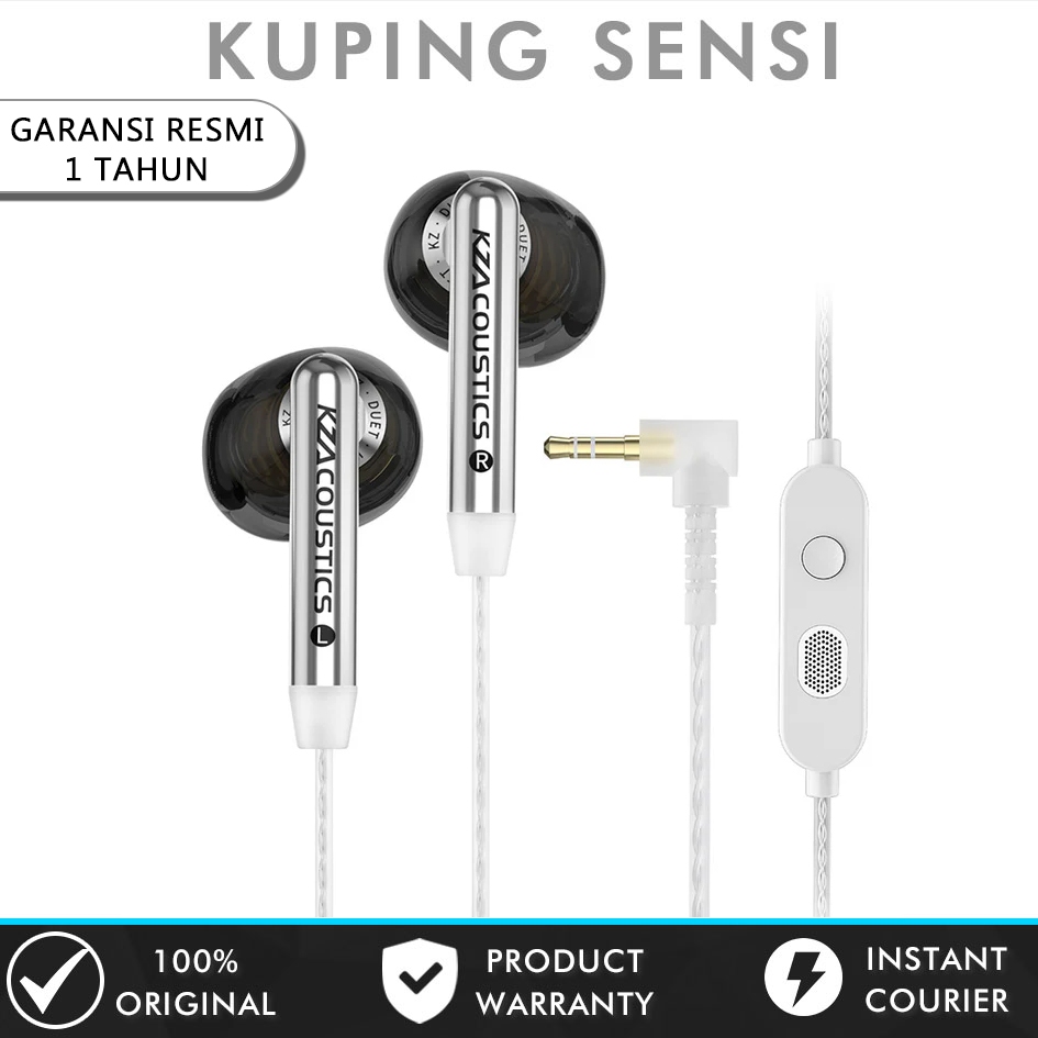Jual KZ Duet Dual Dynamic Driver Earphone With Mic Hifi Earbuds In Ear ...