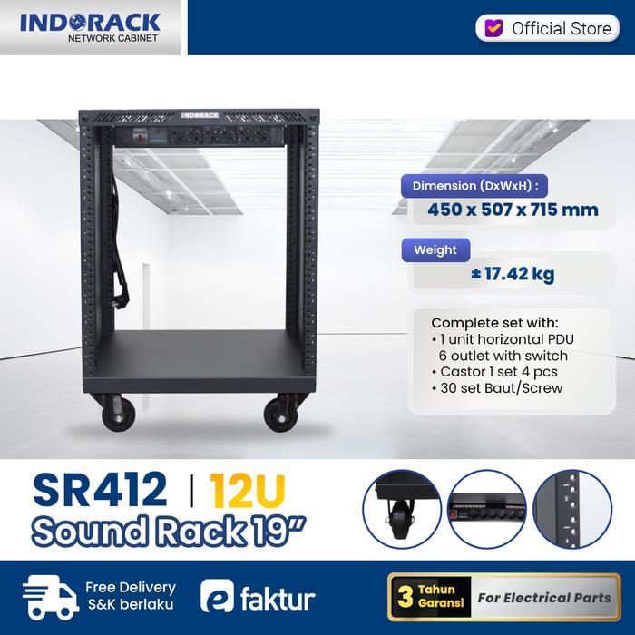 Jual INDORACK SR412 Sound Rack 12U Depth 450mm Rak Audio Sound System ...